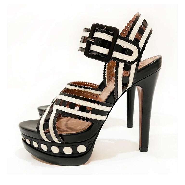 Alaia Laser Cut Leather Platform Heels For Sale at 1stDibs