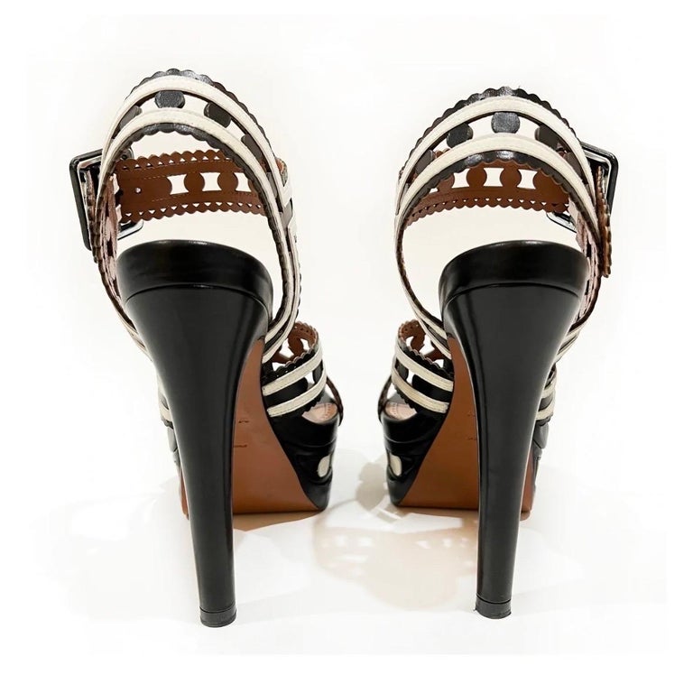 Alaia Laser Cut Leather Platform Heels For Sale at 1stDibs