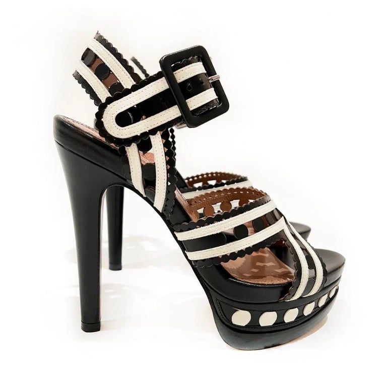 Alaia Laser Cut Leather Platform Heels For Sale at 1stDibs