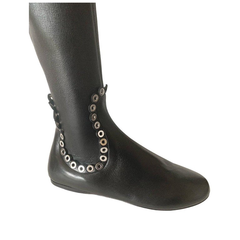 Alaia Over Knee Studded Flat Boots size 36 For Sale at 1stDibs