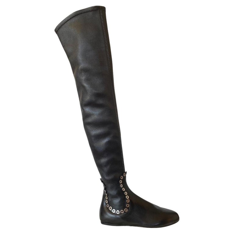 Alaia Over Knee Studded Flat Boots size 40 For Sale at 1stDibs