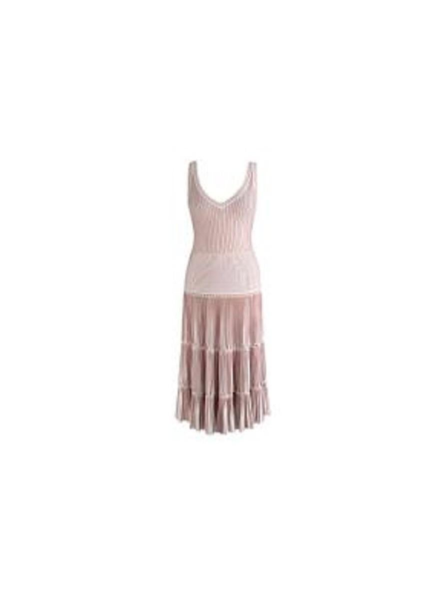 Alaia Pink and White Stretch Knit Skater Dress For Sale at 1stDibs