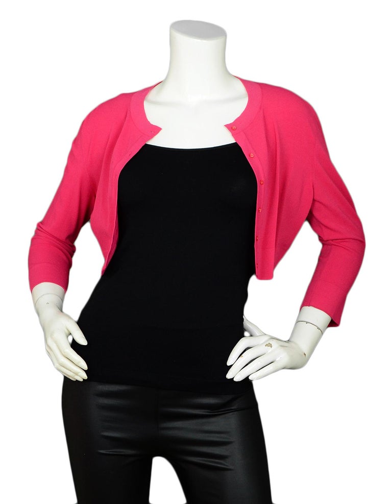 Alaia Pink Button Up Cropped Sweater sz FR44 For Sale at 1stDibs