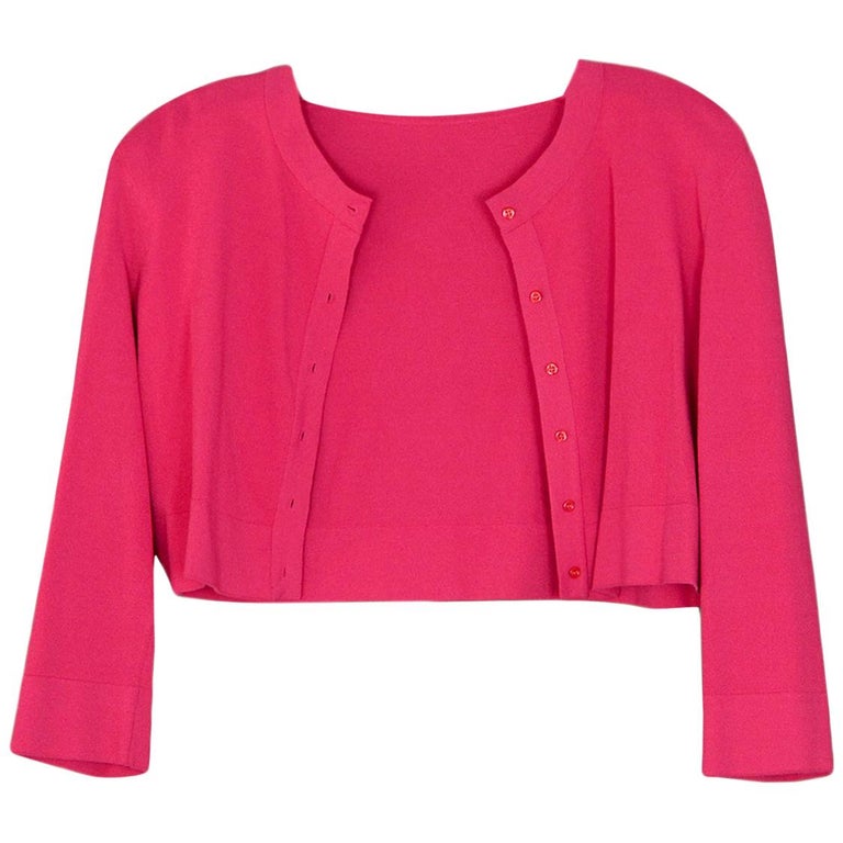 Alaia Pink Button Up Cropped Sweater sz FR44 For Sale at 1stDibs