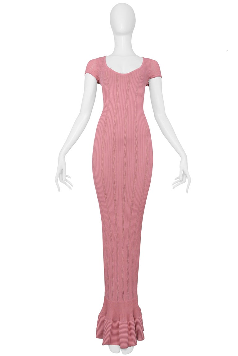 Alaia Pink Knit Bodycon Mermaid Dress SS 1996 For Sale at 1stDibs