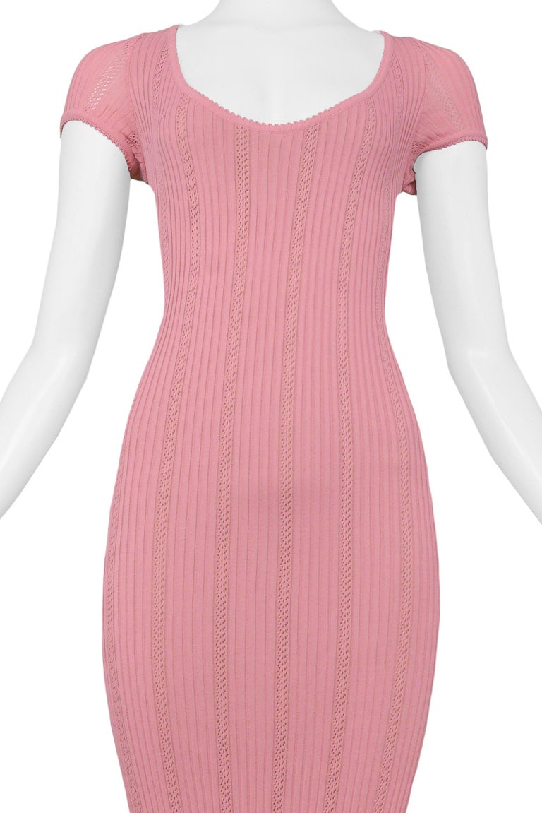 Alaia Pink Knit Bodycon Mermaid Dress SS 1996 For Sale at 1stDibs