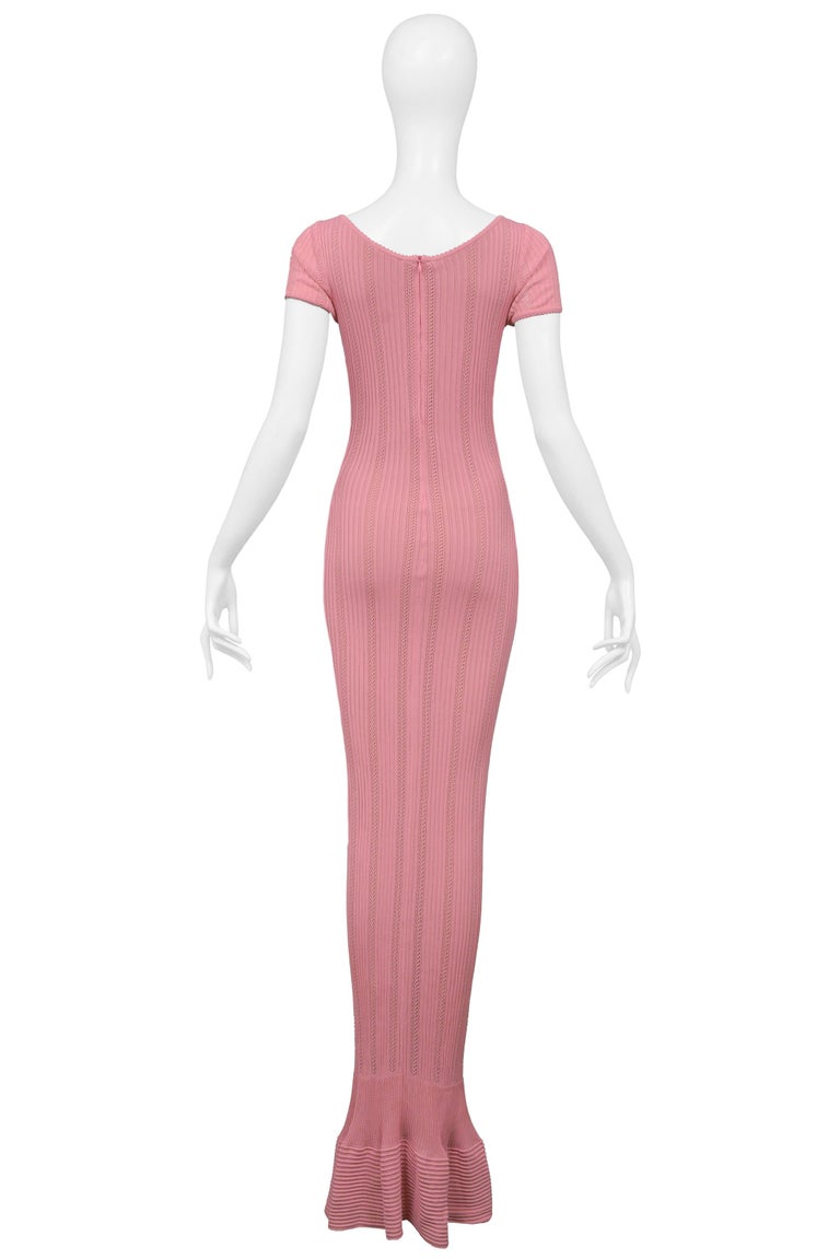 Alaia Pink Knit Bodycon Mermaid Dress SS 1996 For Sale at 1stDibs
