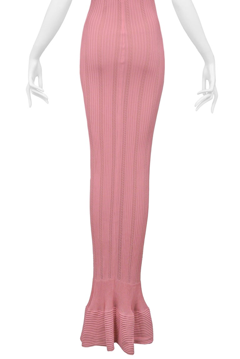 Alaia Pink Knit Bodycon Mermaid Dress SS 1996 For Sale at 1stDibs