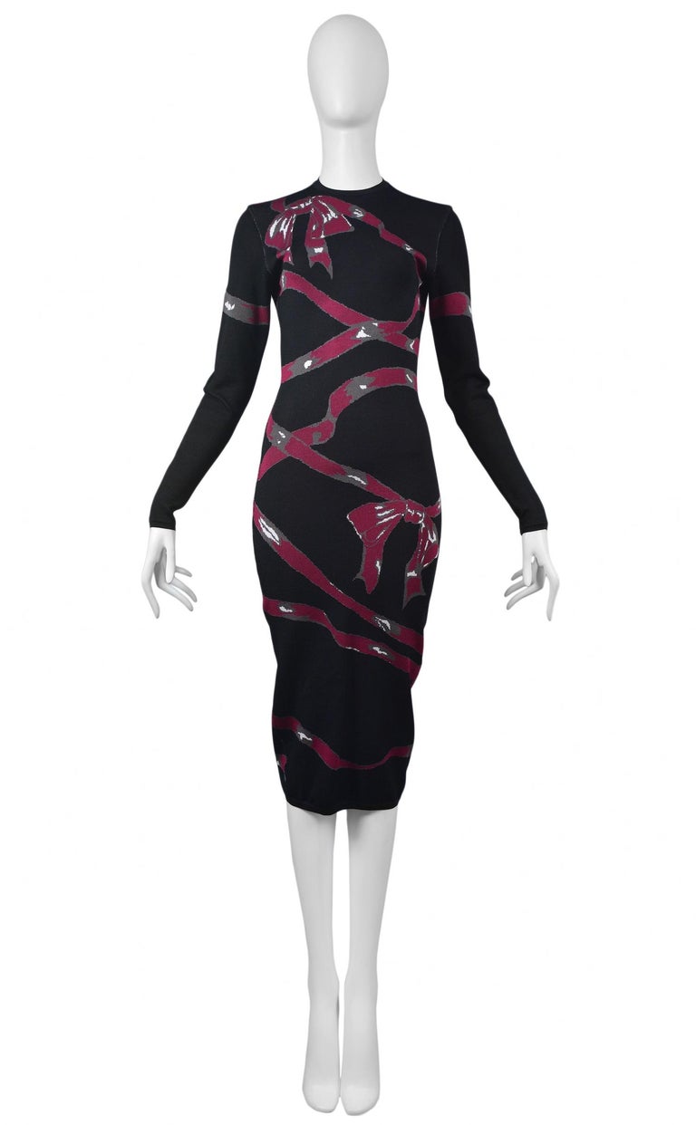 Alaia Black and Pink Ribbon Knit Dress 1992 at 1stDibs