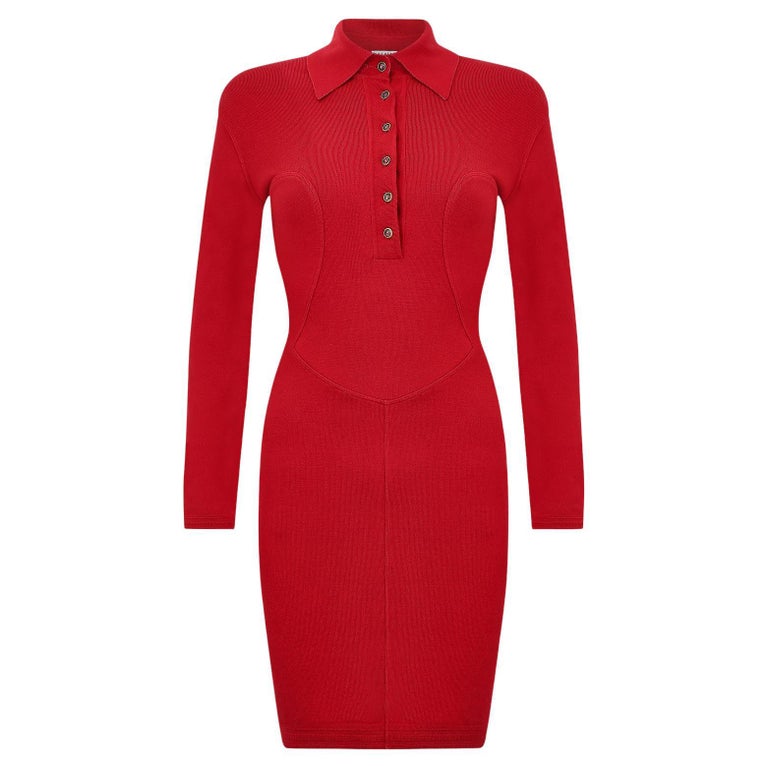 Alaia Red Knitted Dress For Sale at 1stDibs