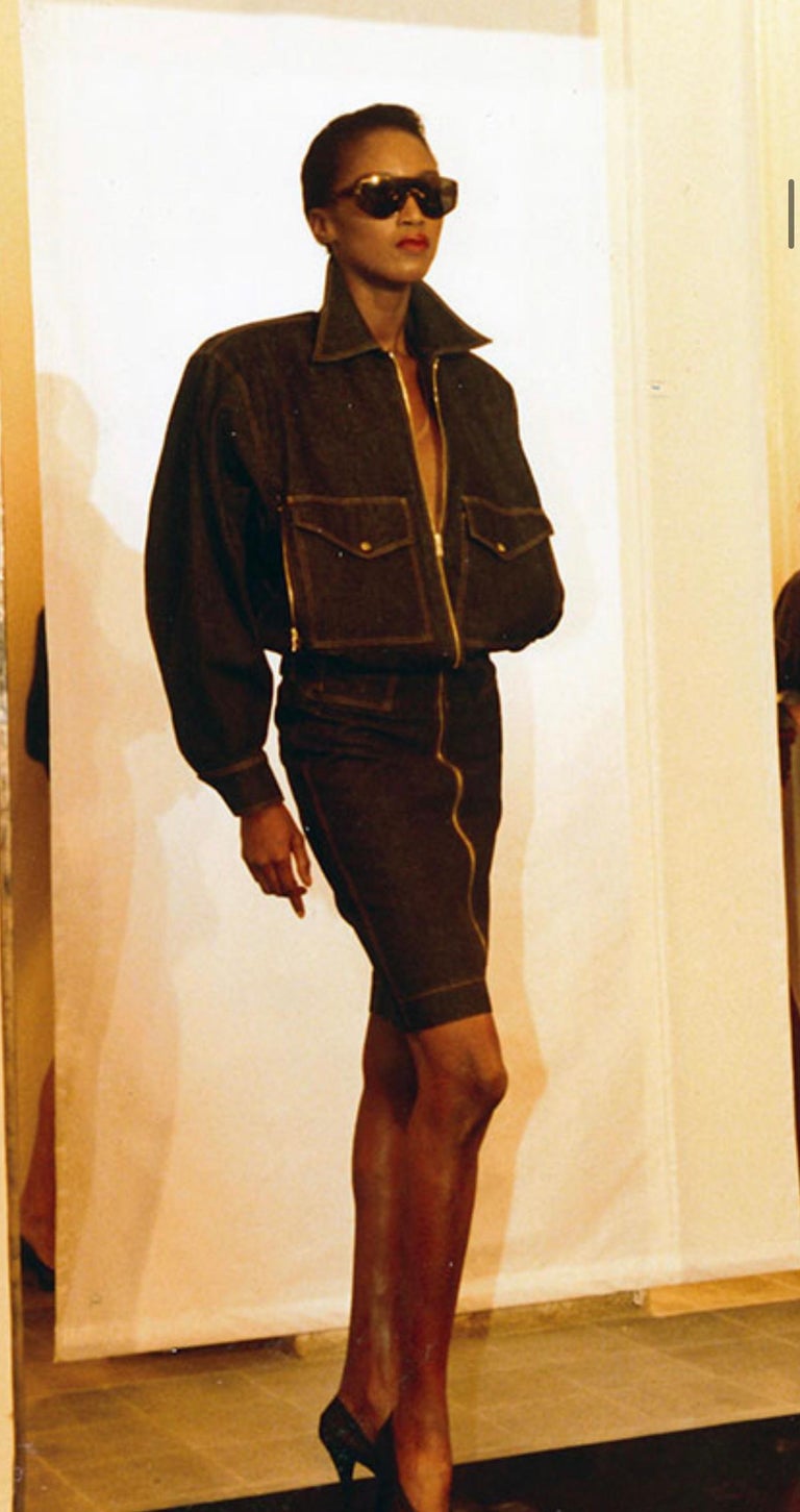 ALAÏA S/S 1986 Vintage Runway Denim Zipper Dress With Pockets For Sale ...