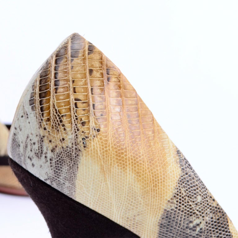 Alaia Shoes Snakeskin Pointed Toe Pumps w Black Trim w Original Box and ...