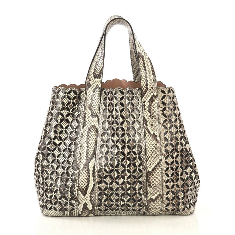 Alaia Side Snap Tote Laser Cut Python Large at 1stDibs