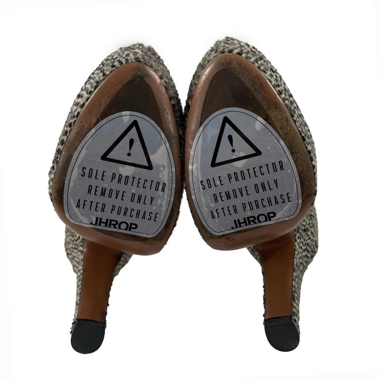 Alaia Spotted Calf Hair Lace-Up Platform Heels Brown / White 37 US 7 ...