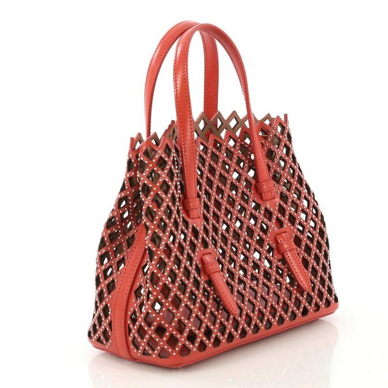 Alaia Studded Open Tote Laser Cut Leather Small at 1stDibs