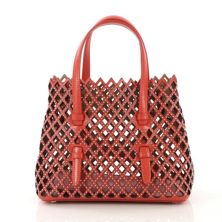 Alaia Studded Open Tote Laser Cut Leather Small at 1stDibs