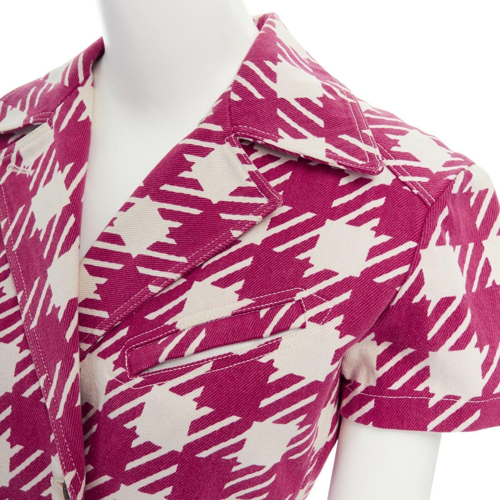 ALAIA Vintage SS91 Tati red white checked denim fitted jacket M FR38 ...