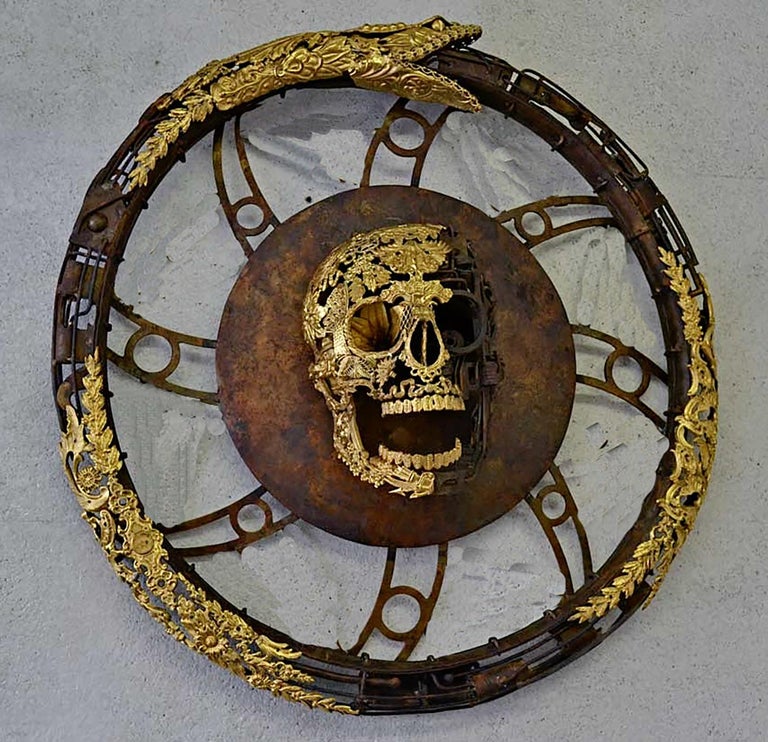 Alain BELLINO - Aeternum Ex-Machina - Skull Bronze Wall Sculpture ...