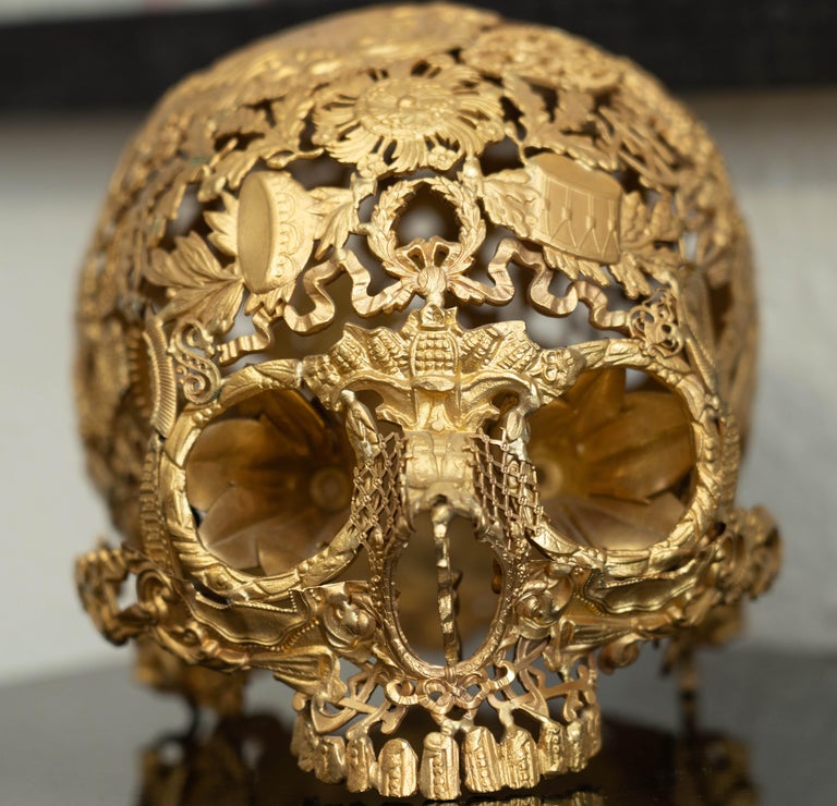Alain BELLINO - Gilded Boy - Skull Bronze Sculpture - Unique Piece For ...