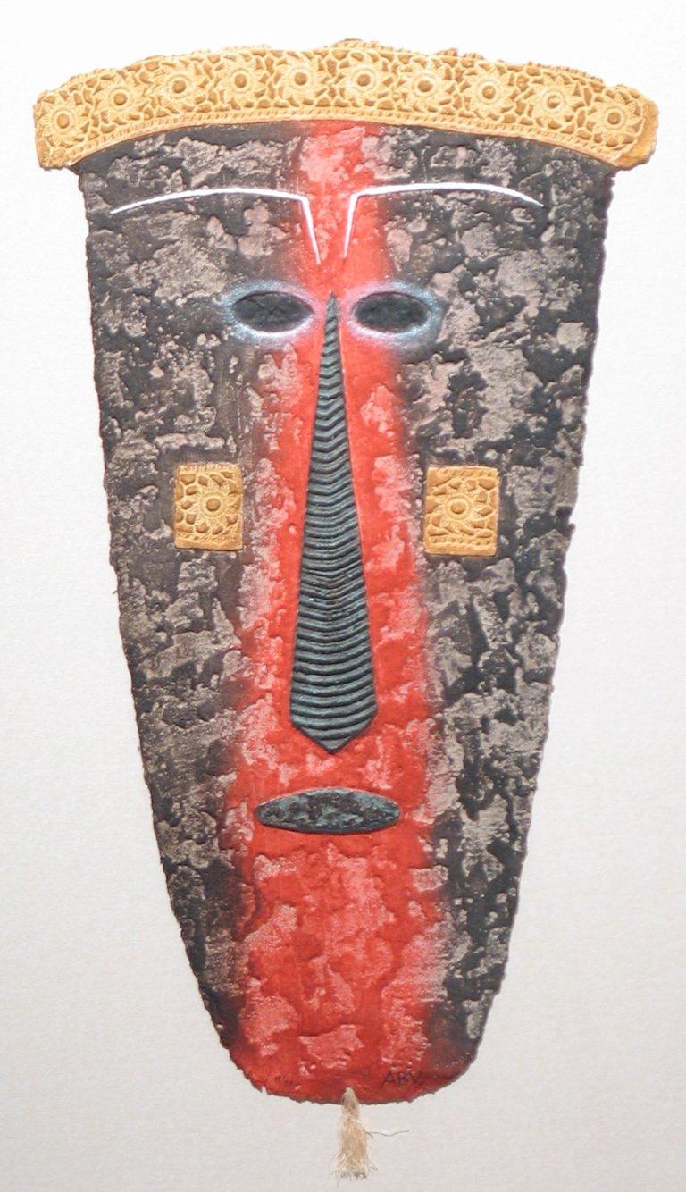 Alain Berck-Vitz - Tribal Mask Print on Handmade Paper For Sale at 1stDibs