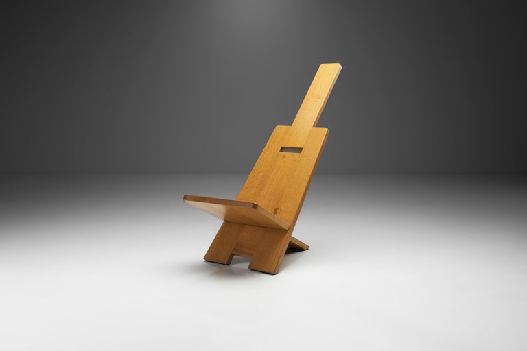 Alain Gaubert Oak "Africanist" Chair, France, 1980s For Sale at 1stDibs