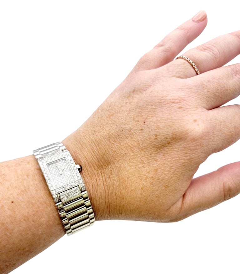 Alain Philippe Ladies 18 Karat White Gold and Pave Diamond Wristwatch F ...