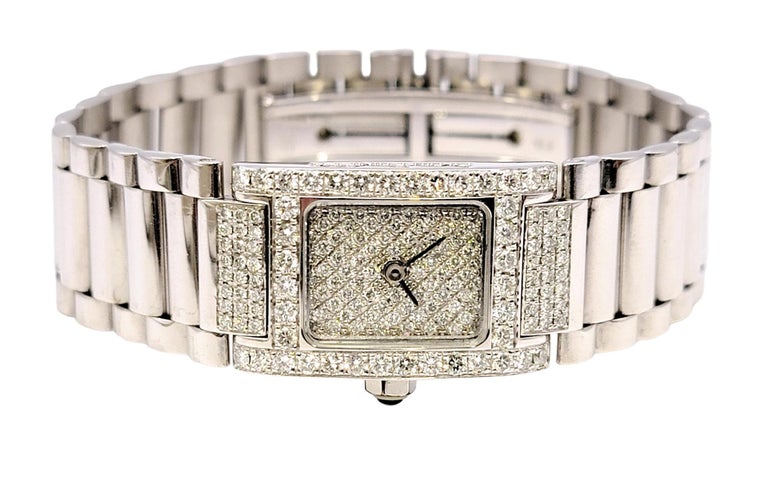 Alain Philippe Ladies 18 Karat White Gold and Pave Diamond Wristwatch F ...