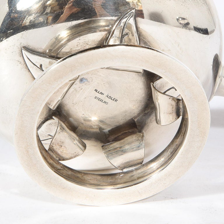 Alan Adler Sterling Silver and Walnut Modernist Hand Wrought Serving ...