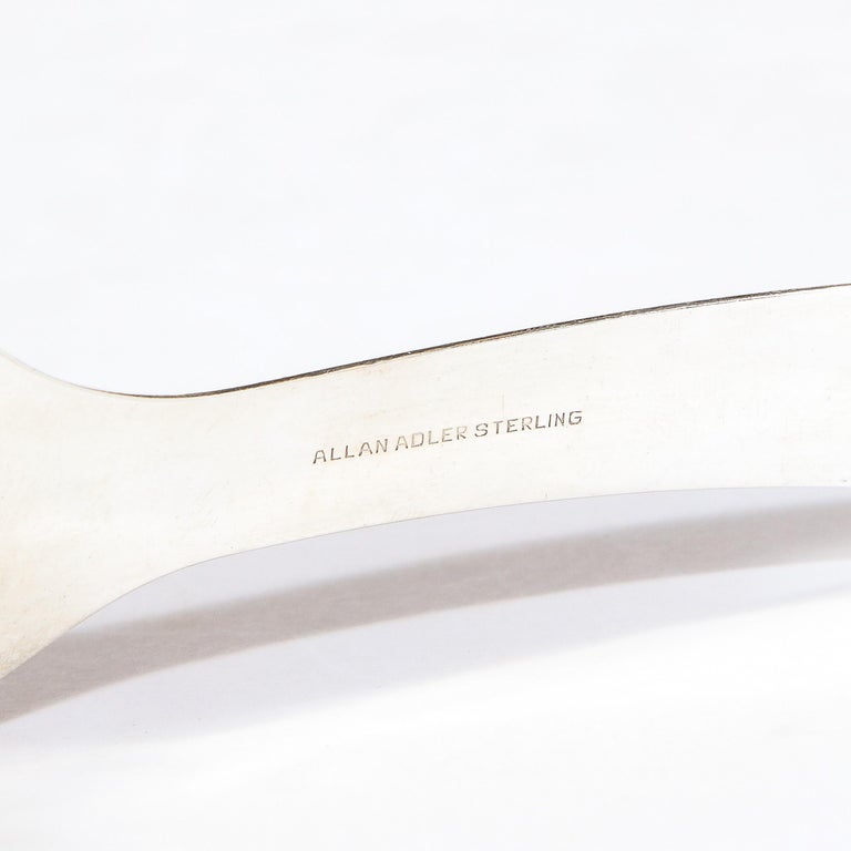 Alan Adler Sterling Silver and Walnut Modernist Hand Wrought Serving ...