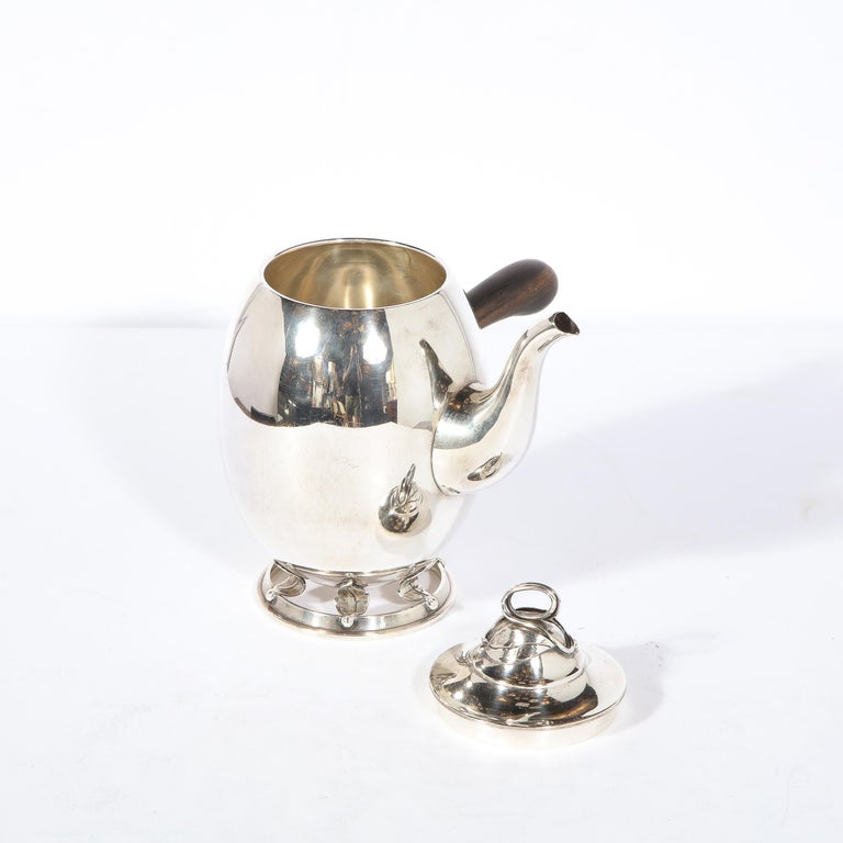 Alan Adler Sterling Silver and Walnut Modernist Hand Wrought Serving ...