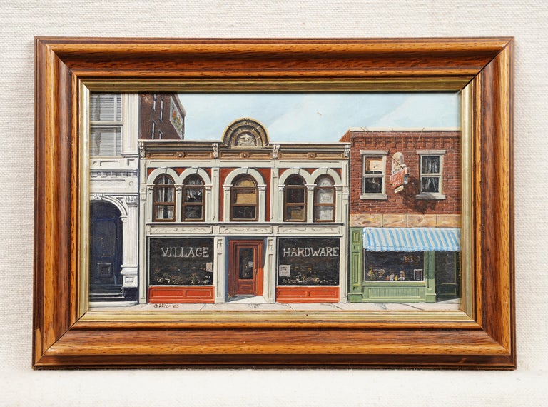 alan carter - Antique American Super Realist Signed Framed Street Scene ...