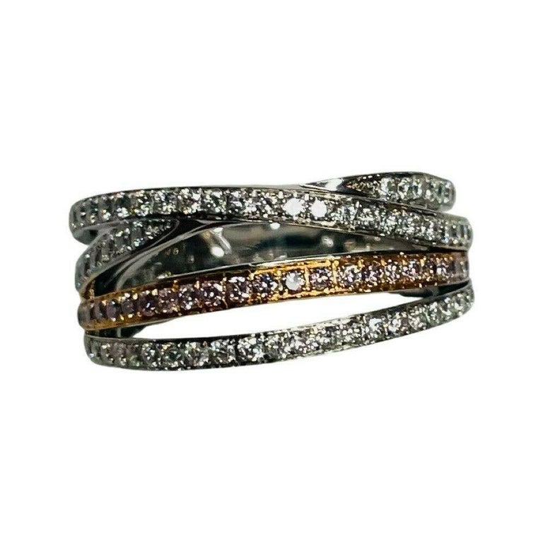 Alan Friedman 18KW and Rose Gold Ring with White and Fancy Pink ...