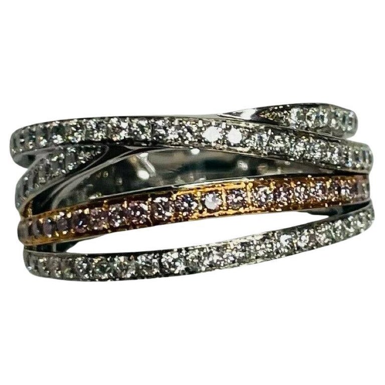 Alan Friedman 18KW and Rose Gold Ring with White and Fancy Pink ...
