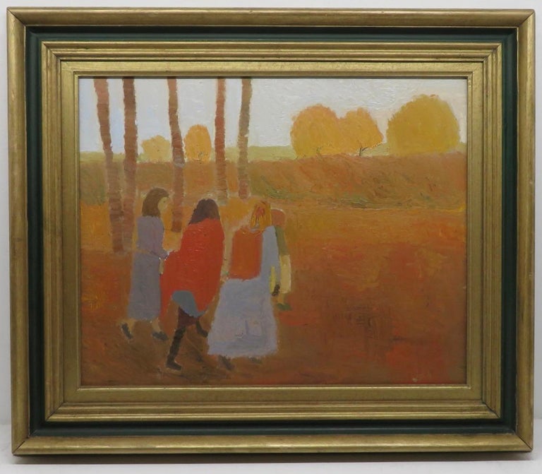 Alan Lambirth - (born 1959) Modernist BRITISH Oil Painting FIGURES IN A ...