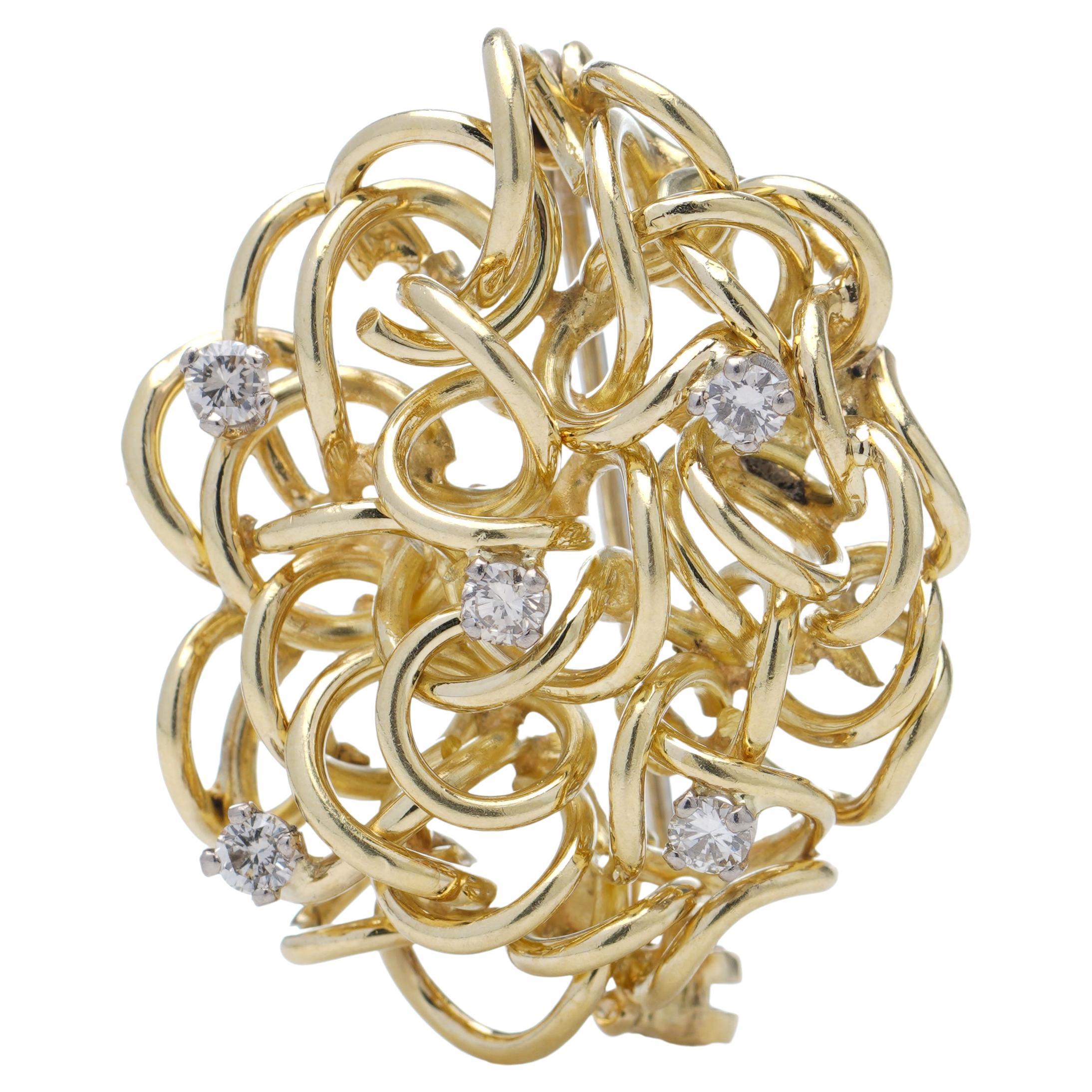 Alan Gard Leading British Designer Large Modernist Gold Diamond ...