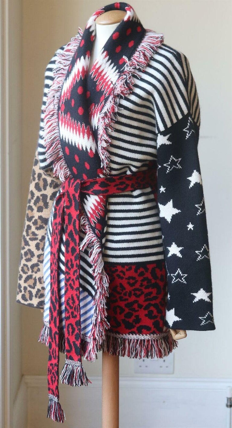 Alanui Crazy Stripes Fringed Metallic Cashmere Blend Jacquard Cardigan ...