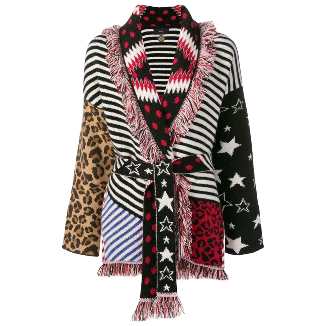 Alanui Crazy Stripes Fringed Metallic Cashmere Blend Jacquard Cardigan ...