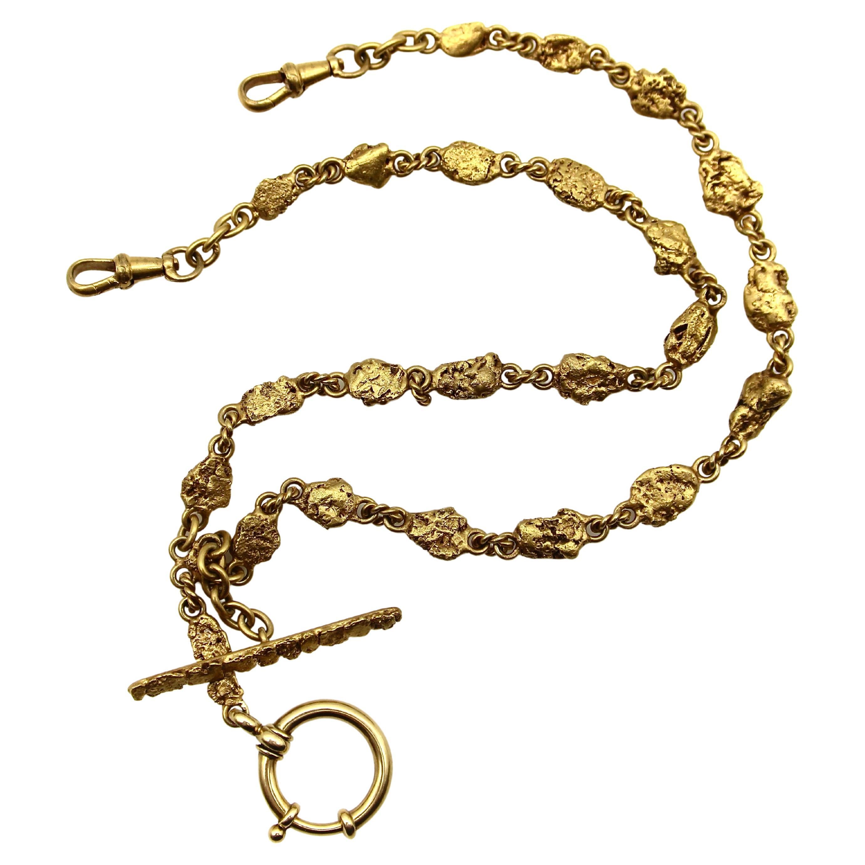 Alaskan Gold Rush 20K Gold Nugget Watch Chain and Necklace For Sale at ...