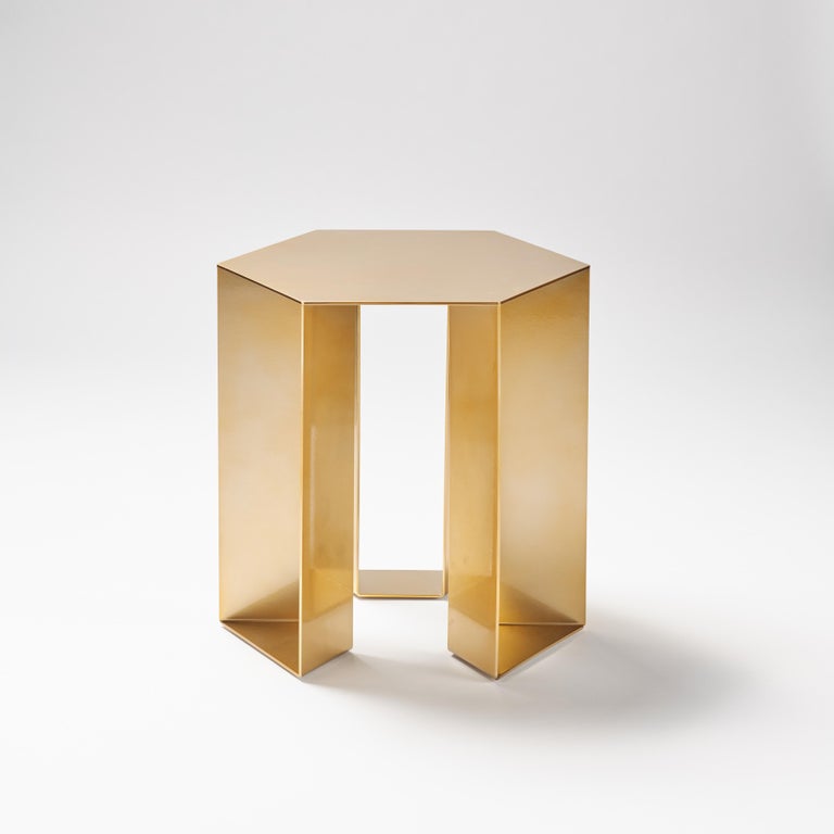 "Alato" Modern Sheet Metal Side Table with Shiny Gold Chrome For Sale ...