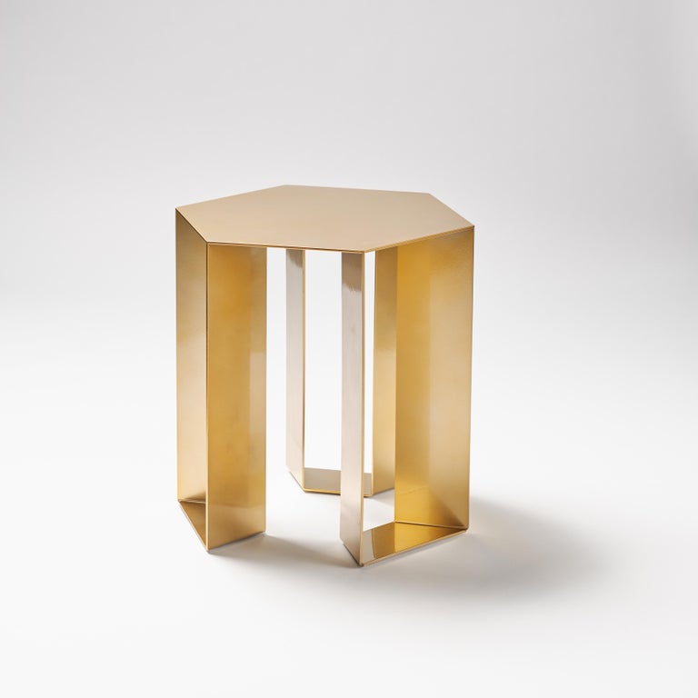 "Alato" Modern Sheet Metal Side Table with Shiny Gold Chrome For Sale ...