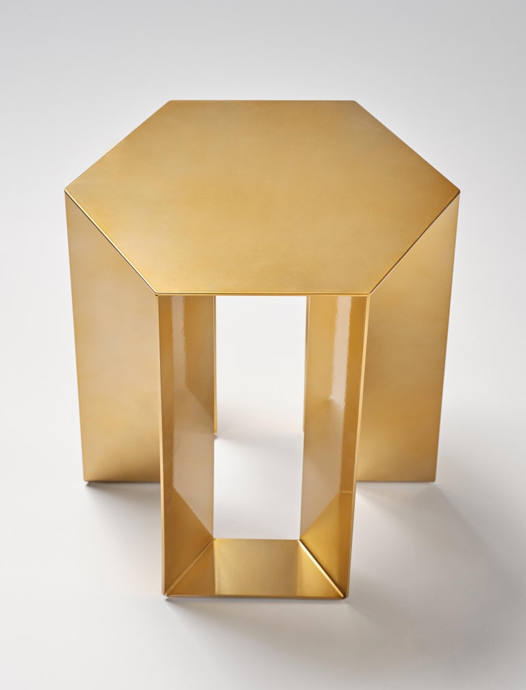 "Alato" Modern Sheet Metal Side Table with Shiny Gold Chrome For Sale ...