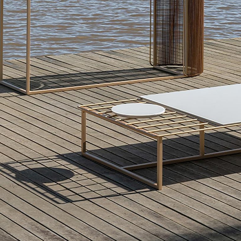 Alba Coffee Table in Golden Carbon Steel and Top in MDF Covered with ...