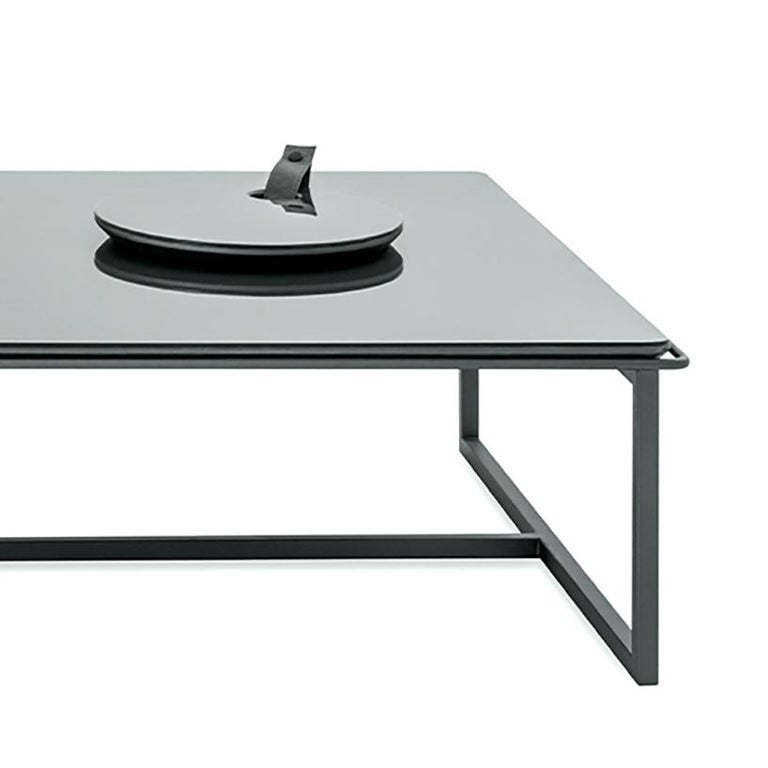 Alba Coffee Table in Golden Carbon Steel and Leather Pocket For Sale at ...