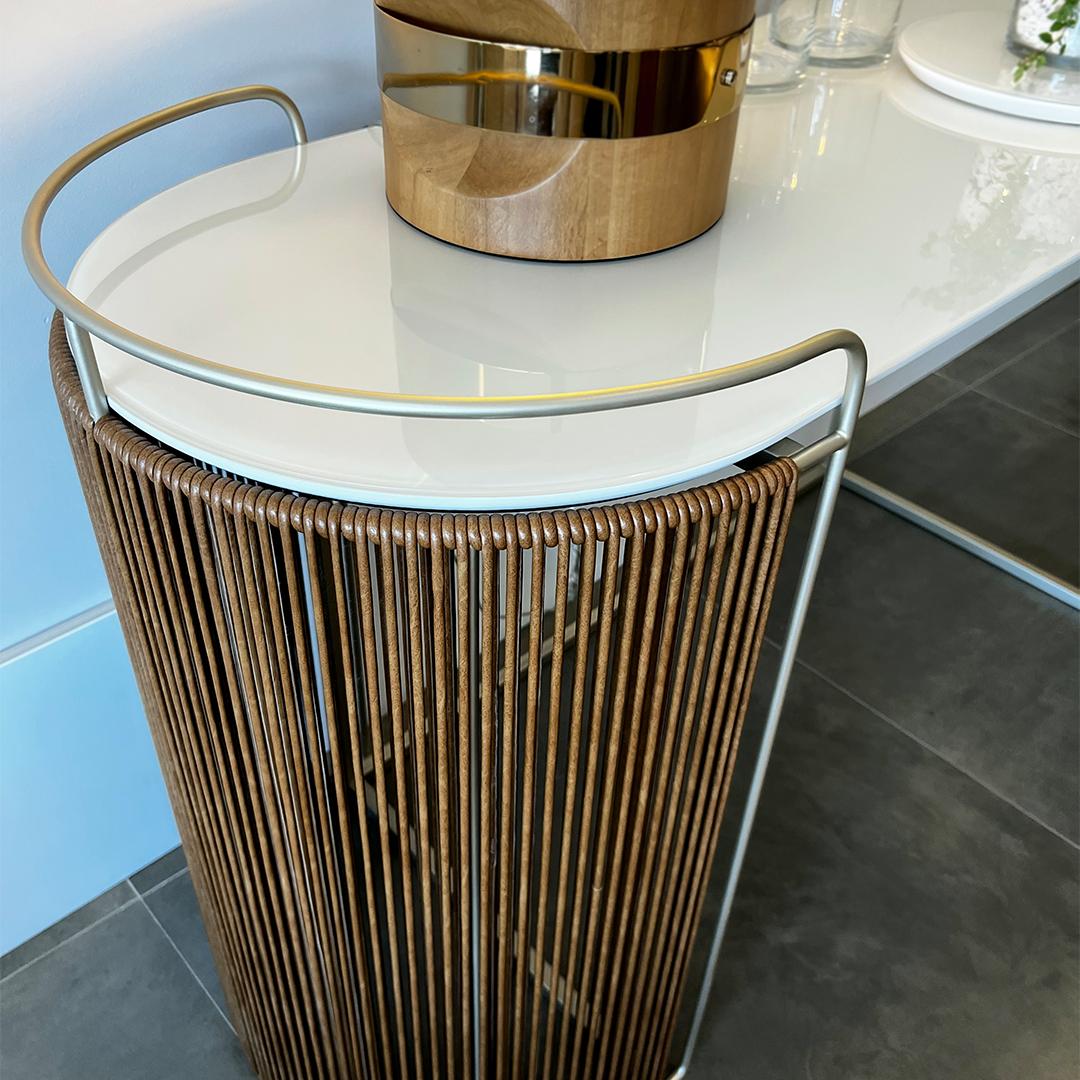 "Alba" Console Table in Carbon Steel and Hand-Braided Leather Threads ...