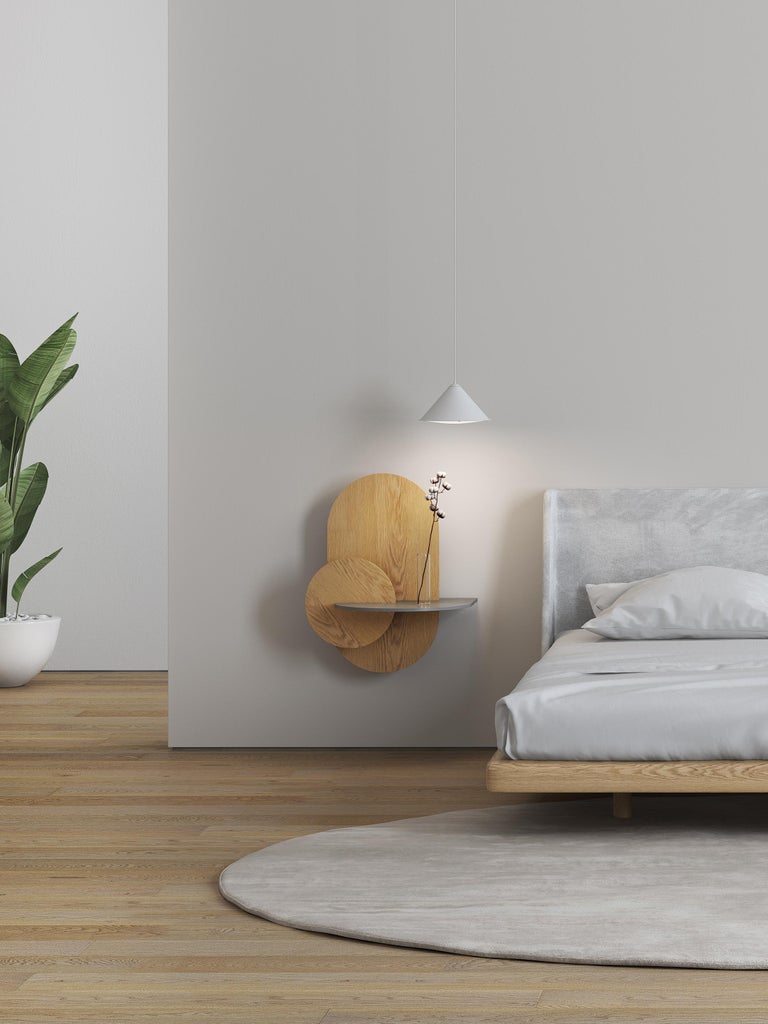 Alba L Bedside Table Oval Oak White For Sale at 1stDibs