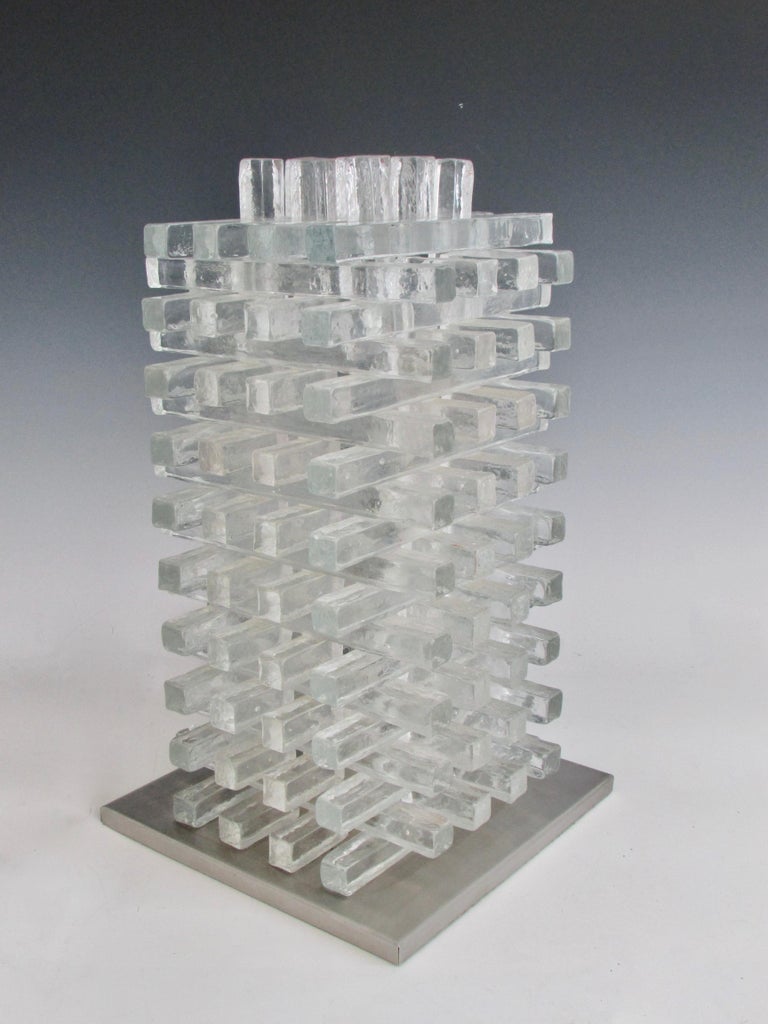 Albano Poli for Poliarte Jenga Stacked Clear Italian Glass Table Lamp ...