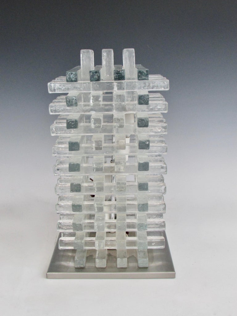 Albano Poli for Poliarte Jenga Stacked Clear Italian Glass Table Lamp ...