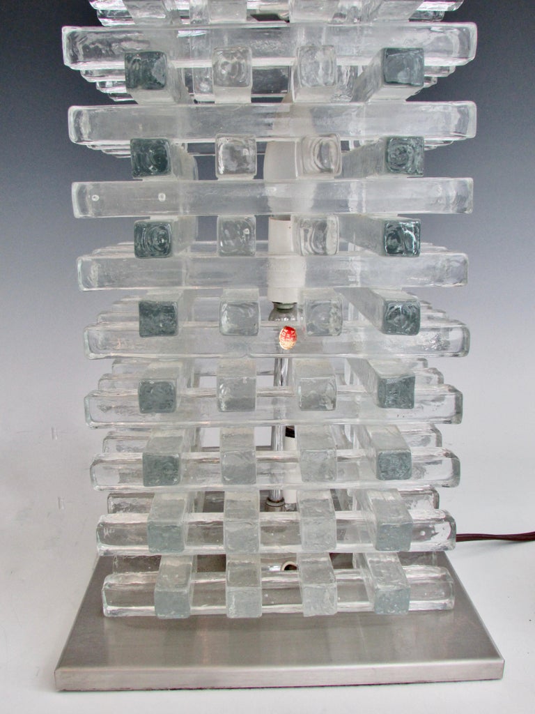 Albano Poli for Poliarte Jenga Stacked Clear Italian Glass Table Lamp ...