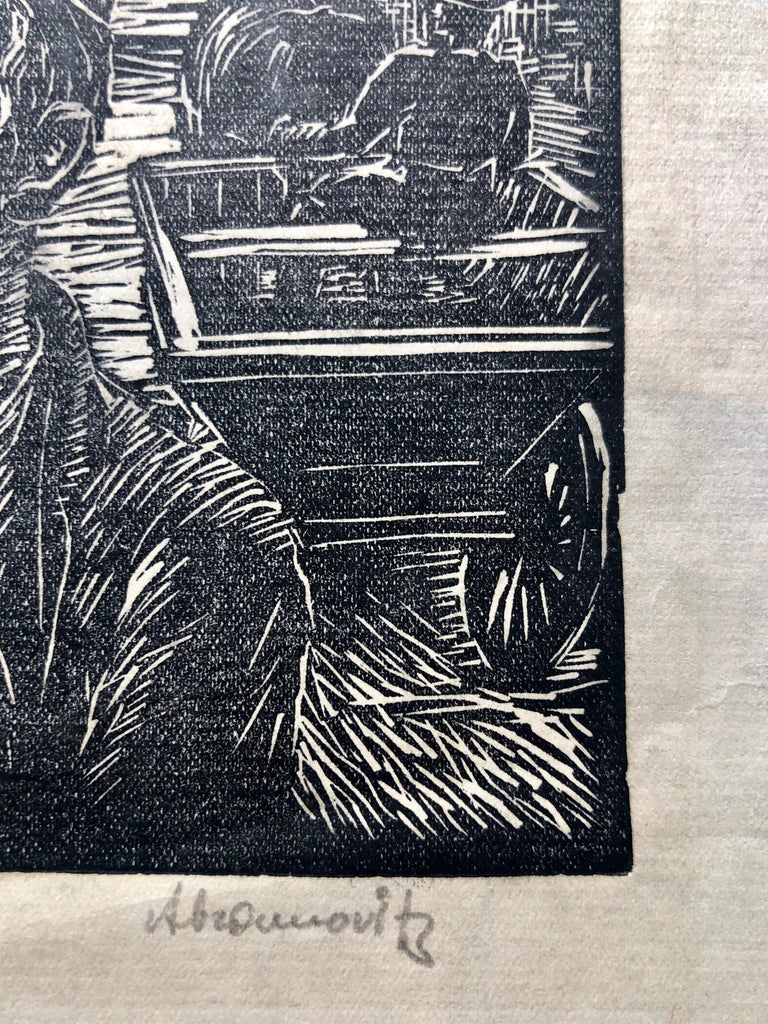 Albert Abramovitz - Jewish Shtetl Couple Judaica Woodblock c.1930s WPA ...