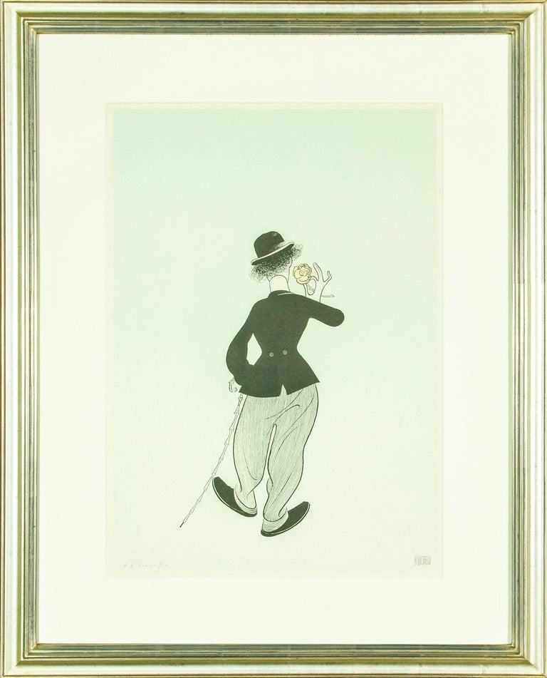 Albert Al Hirschfeld - "Charlie Chaplin (Back)" original lithograph by ...